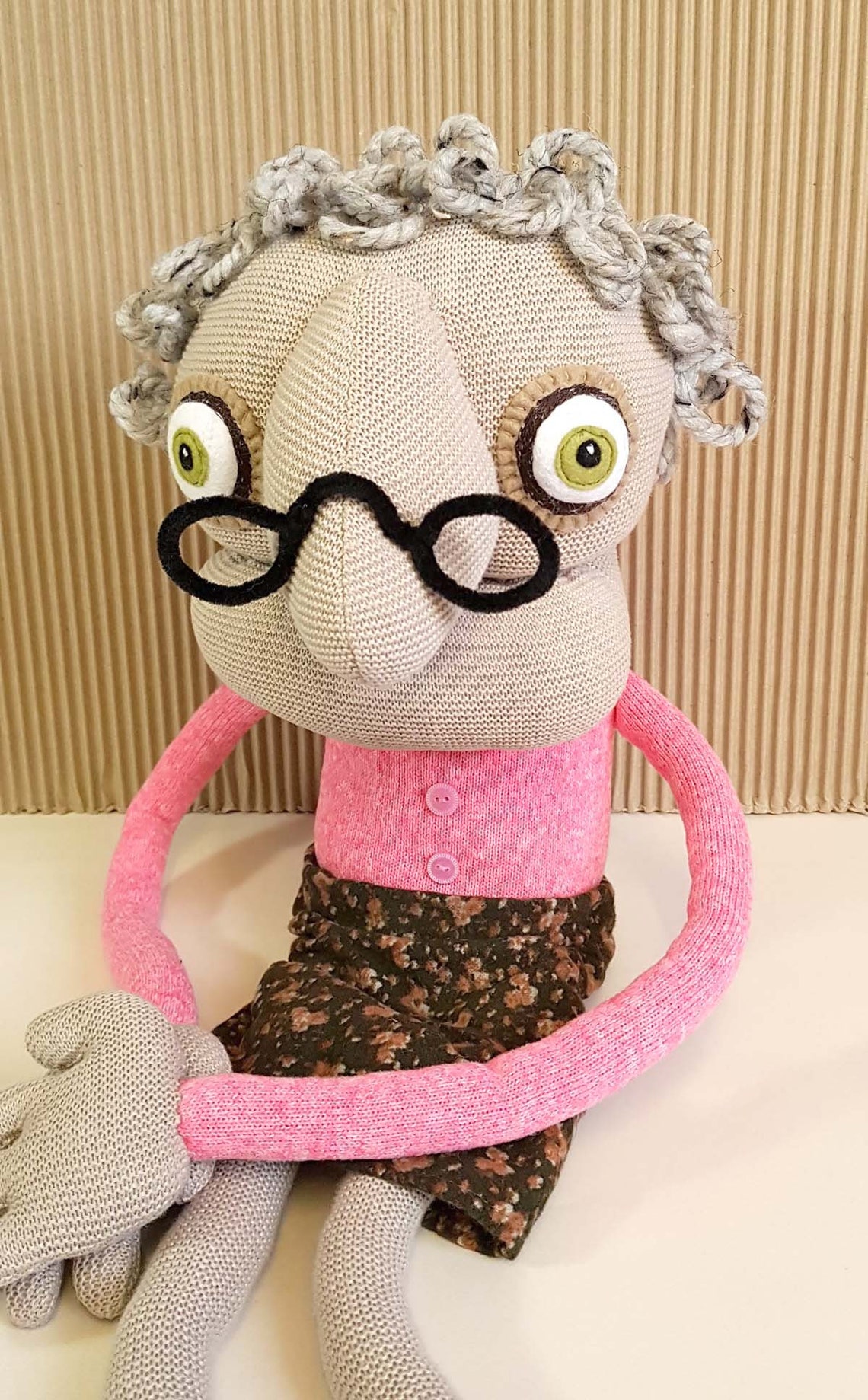 Grandma Plush Doll Handmade Collectable Soft Sculpture Grandmother ...