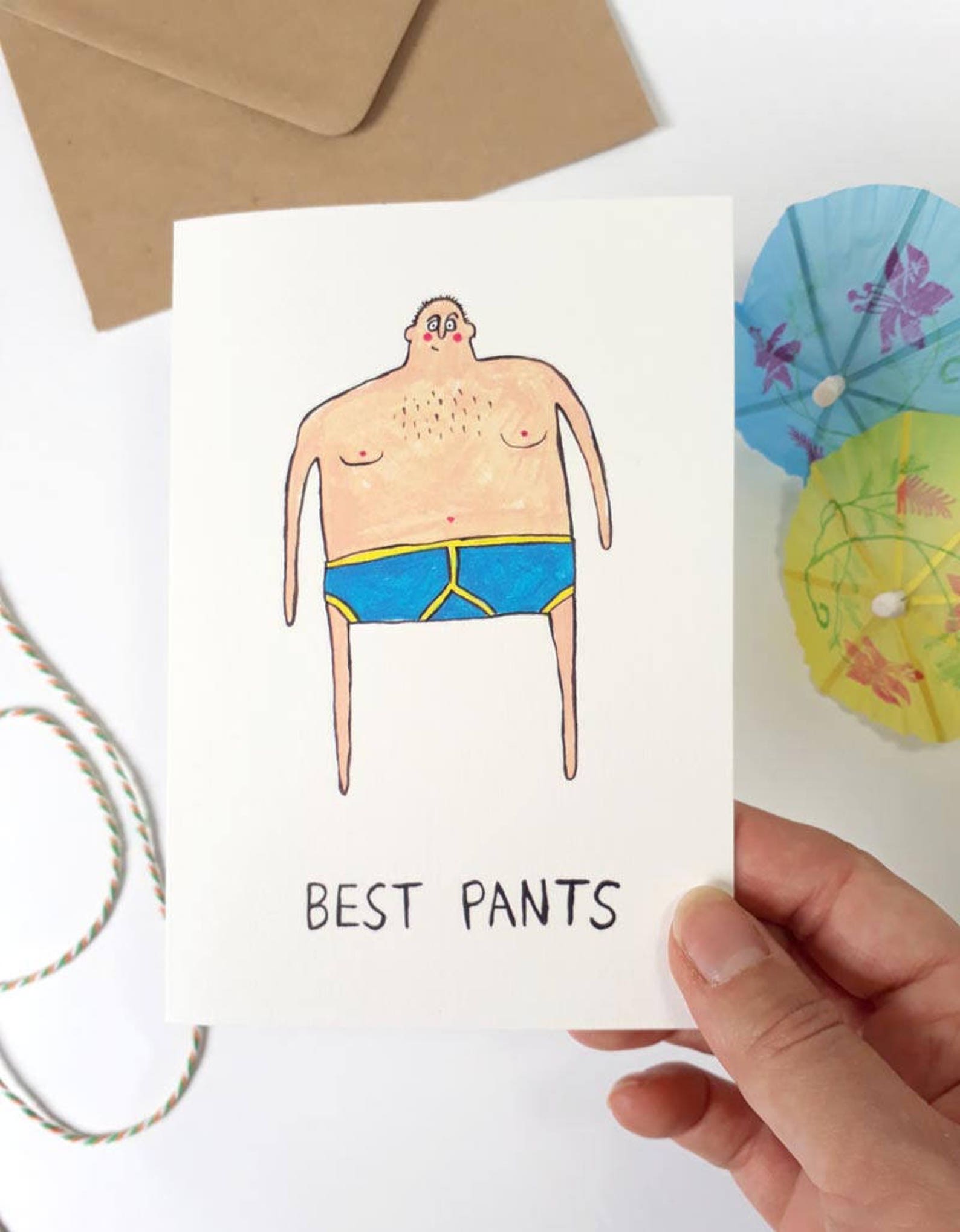 Illustration Greetings Card Original Artwork Funny Man in - Etsy
