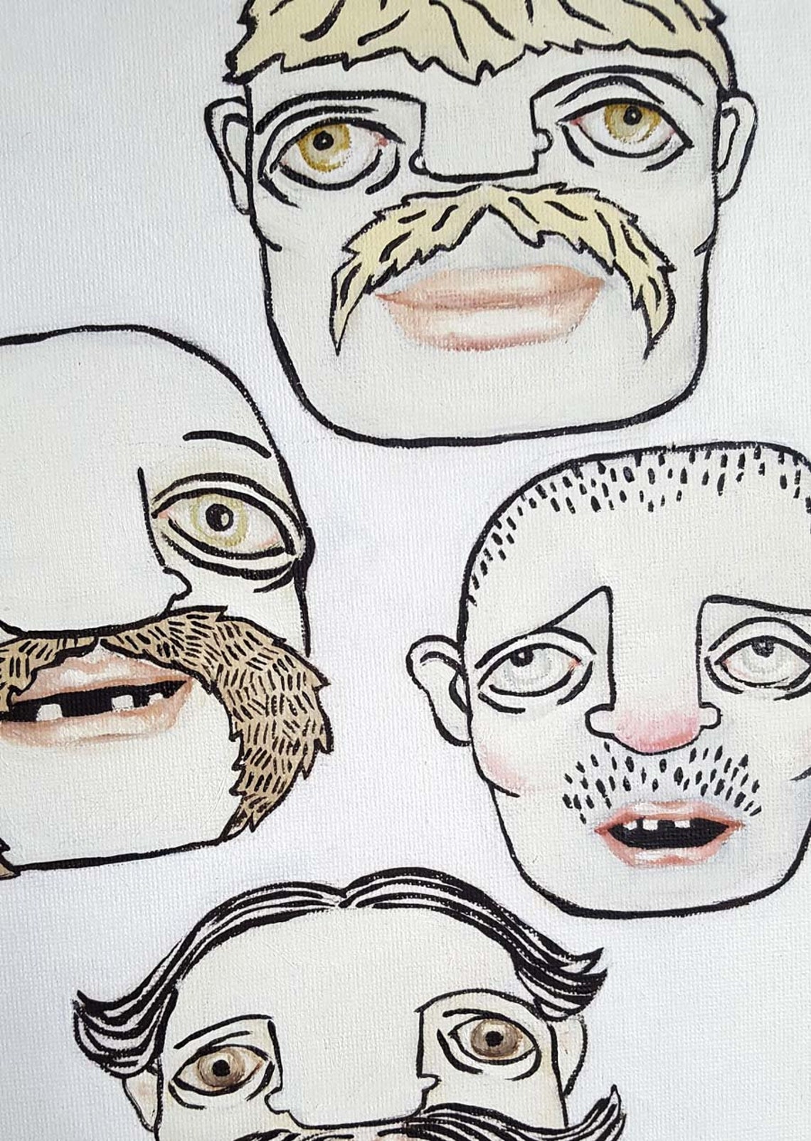 Moustache Painting Illustration Original Art Acrylic on Canvas - Etsy