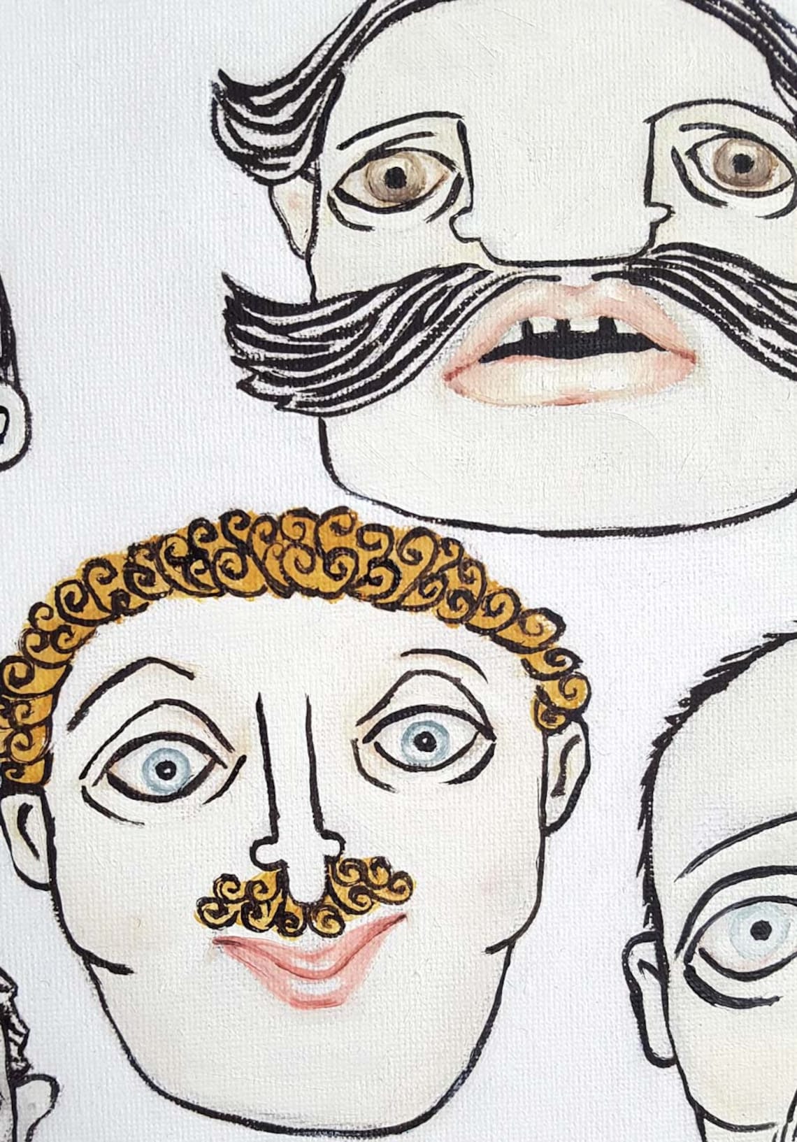Moustache Painting Illustration Original Art Acrylic on Canvas | Etsy