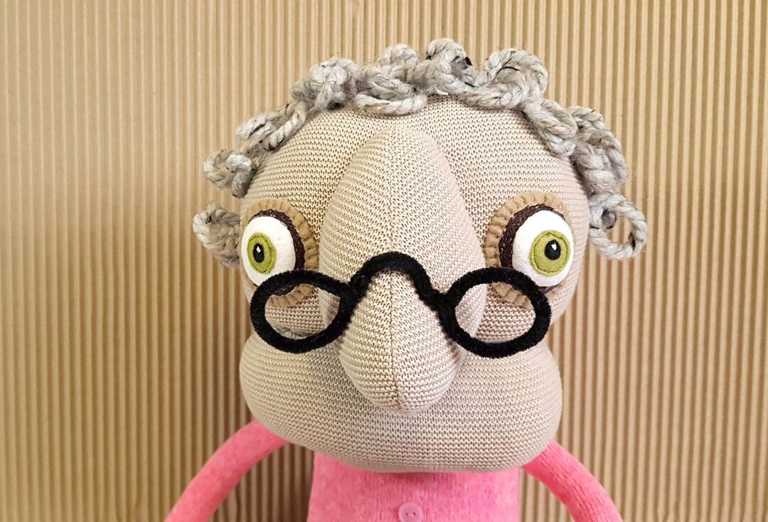 Grandma Plush Doll Handmade Collectable Soft Sculpture Grandmother ...