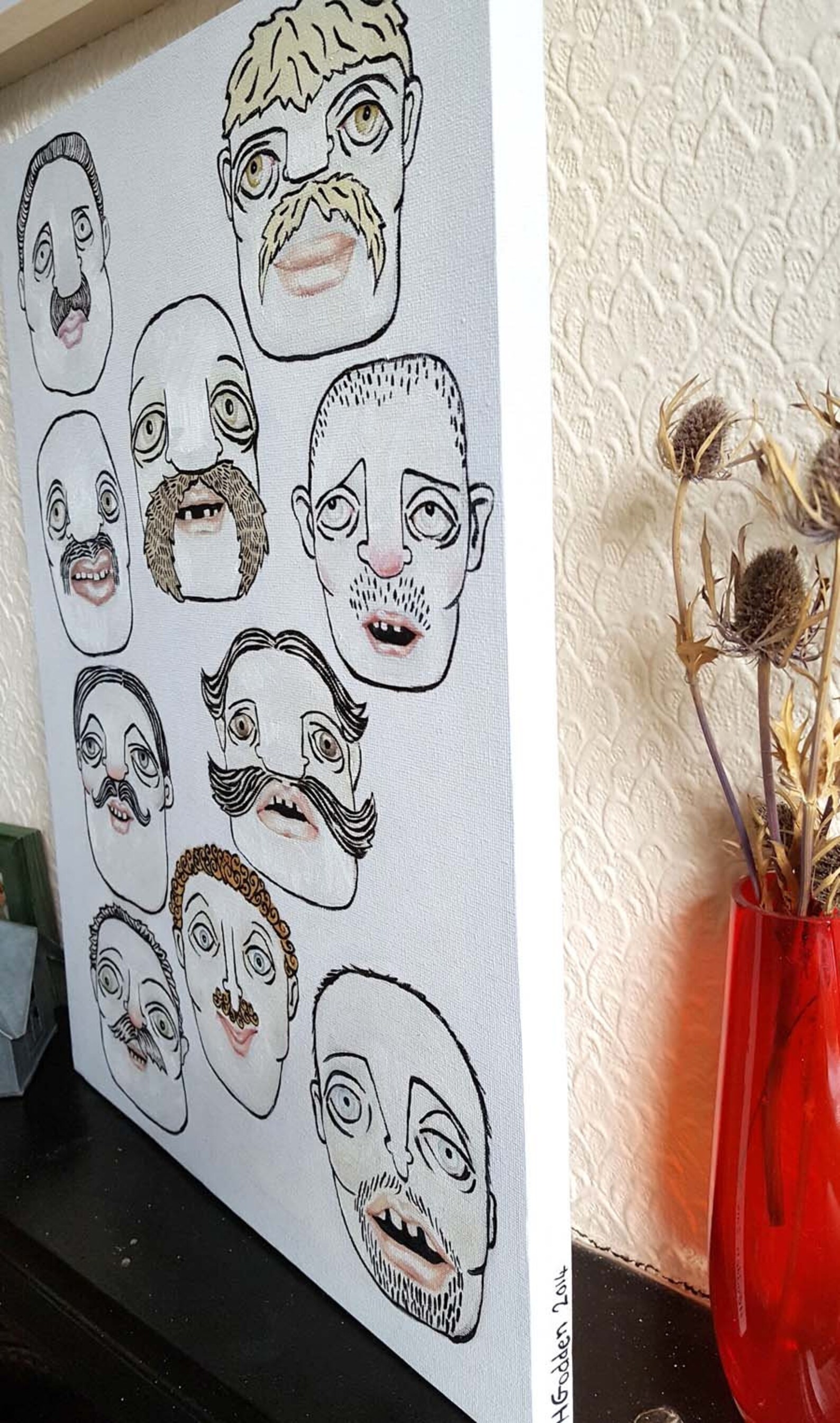 Moustache Painting Illustration Original Art Acrylic on Canvas - Etsy