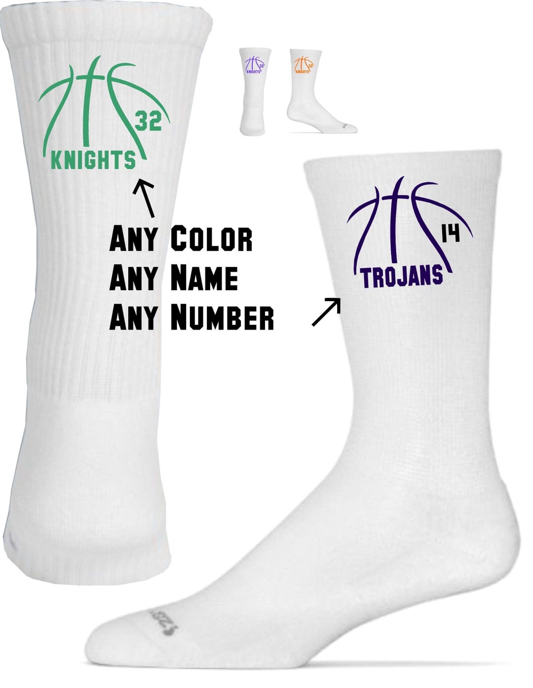 Elite Basketball Socks- "3 Pairs" of Personalized Crew Socks ...