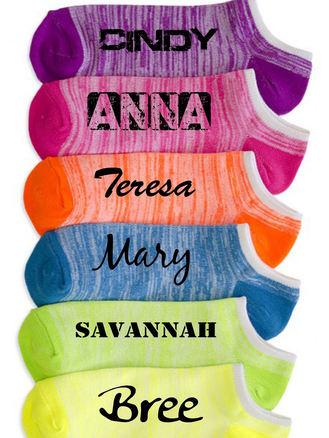 Custom Name Sport Socks - Personalized Cheer Socks (6 Pairs) - Etsy