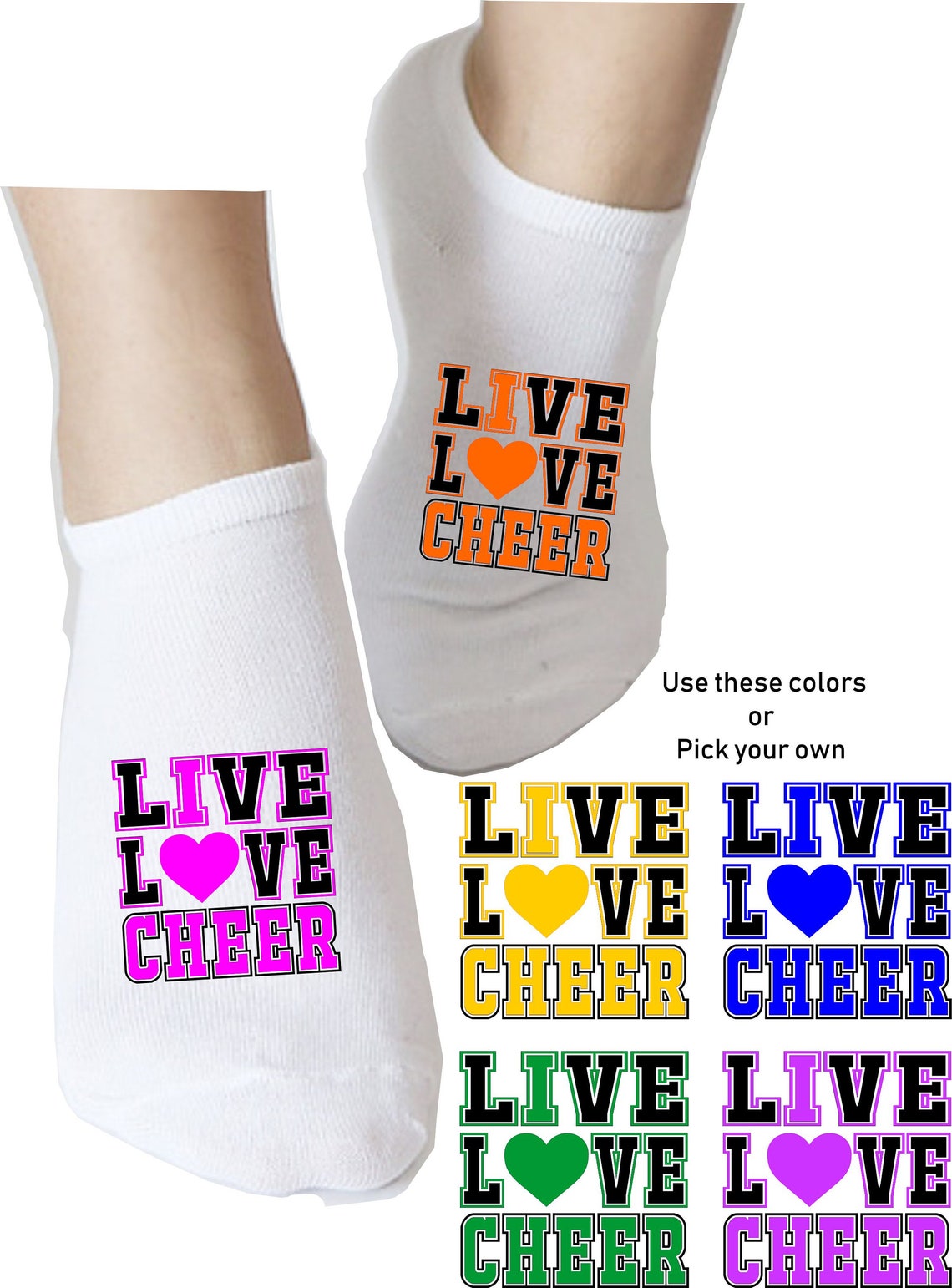 Cheer Socks 5 Pairs of Custom Printed cheer Socks - Etsy