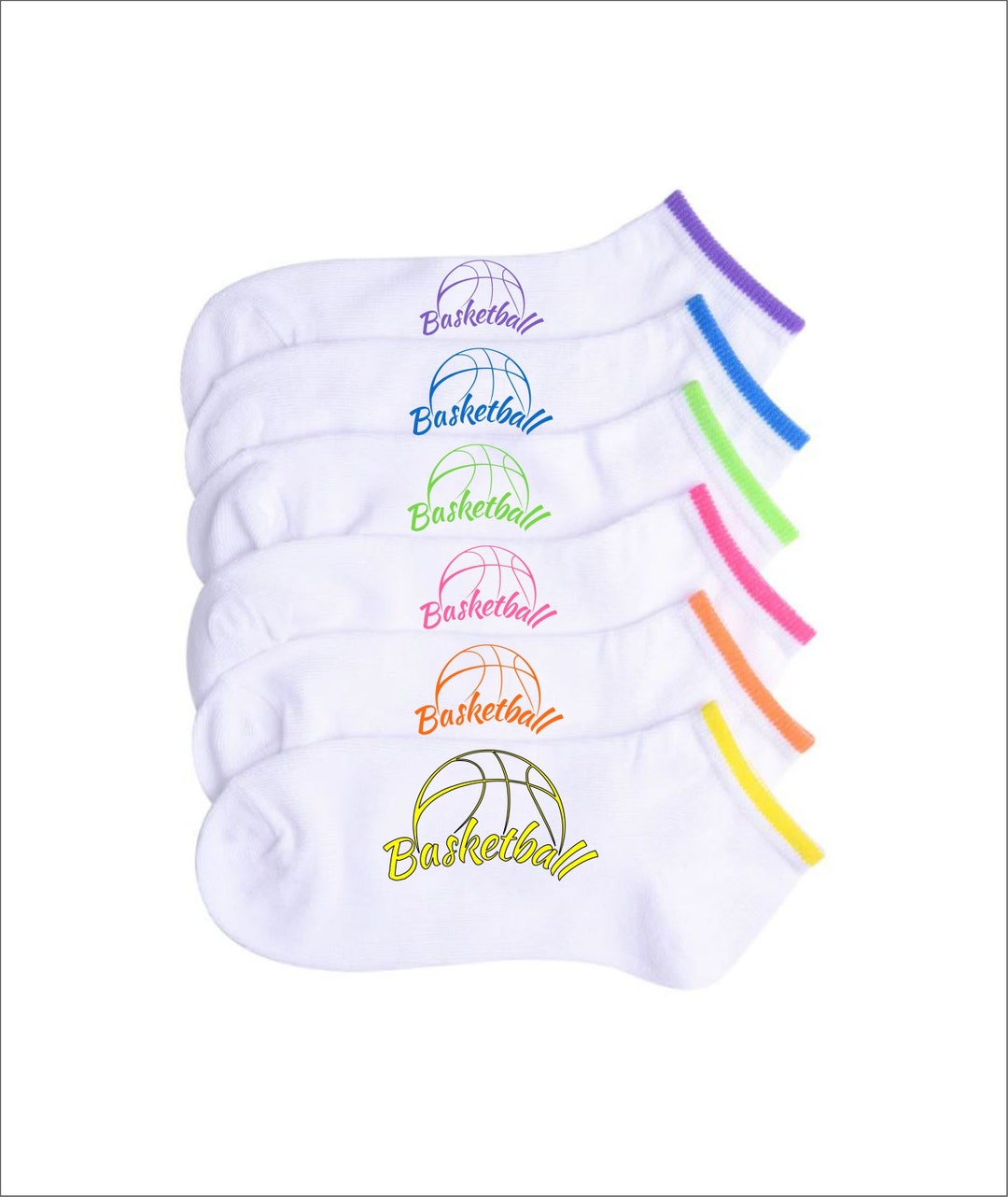 Basketball Socks - "6 Pairs" of Personalized Basketball Socks, Name ...