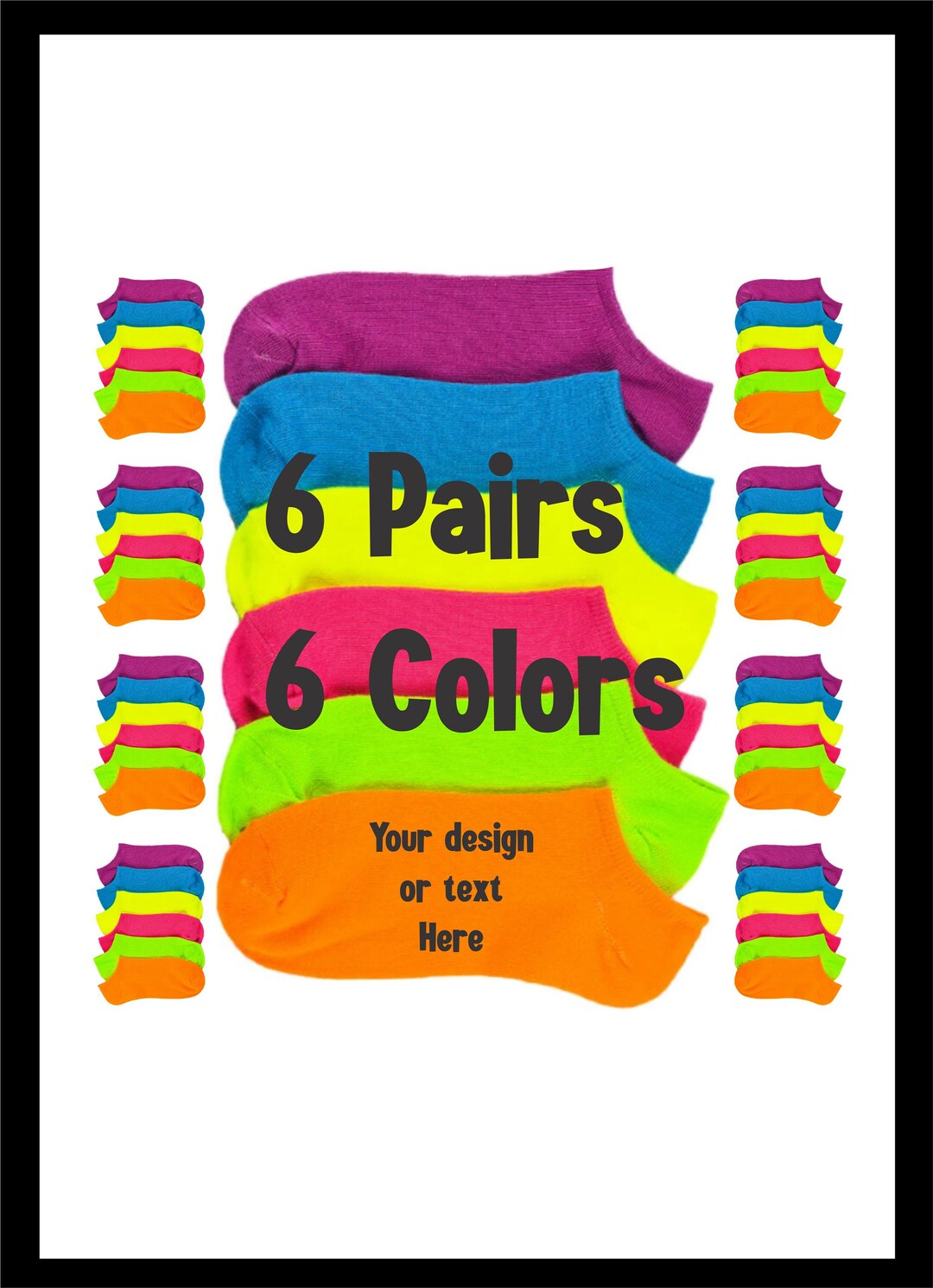 Personalized Sport Socks - Custom Printed, Moisture Wicking - 6 Pairs ...