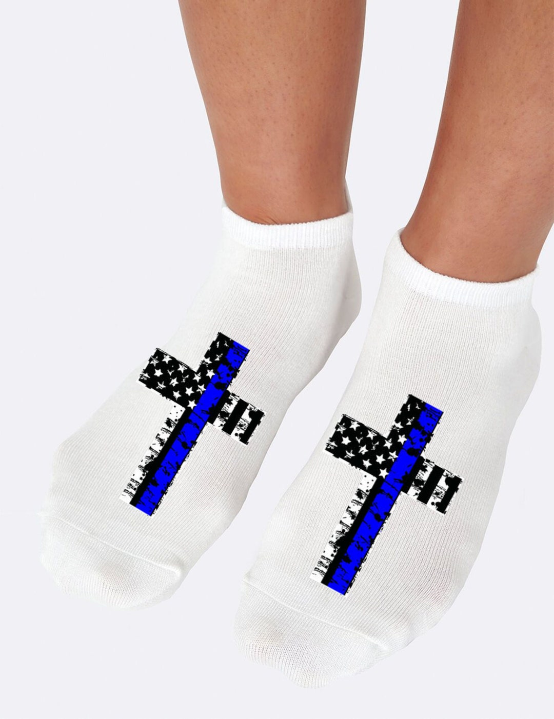 Police Flag Cross Socks - "5 Pairs" of Personalized Thin Blue Cross ...