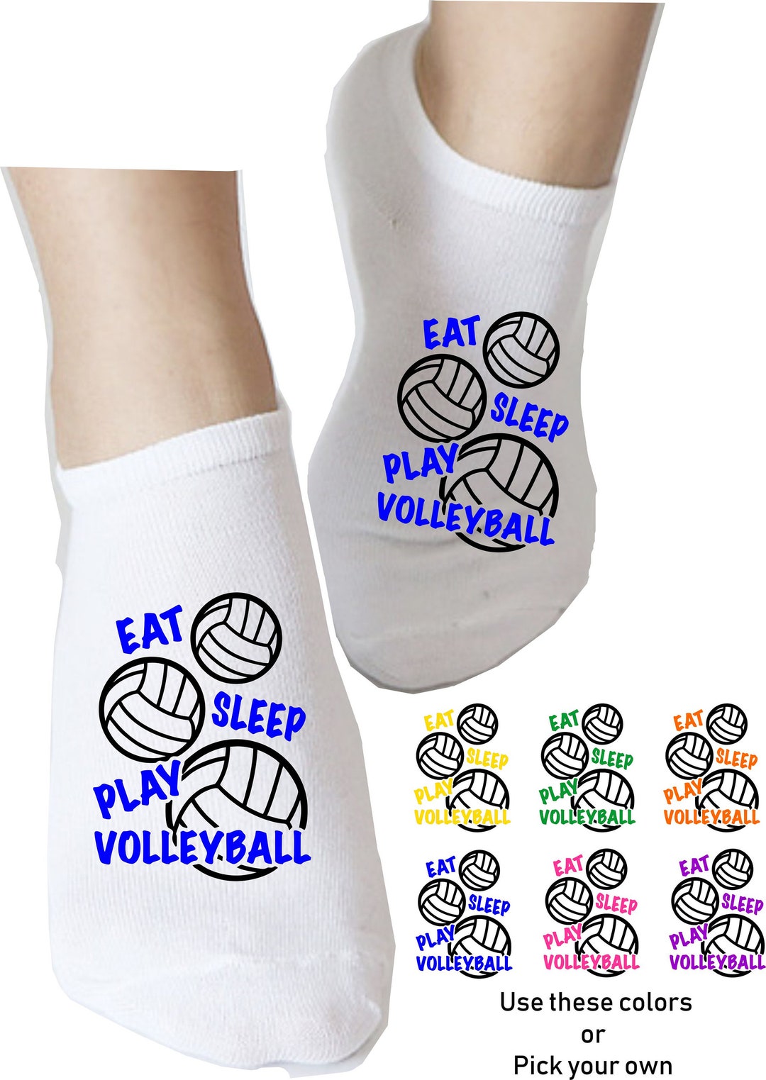 Volleyball Socks - "5 Pairs" of Personalized Volleyball Socks, Name ...