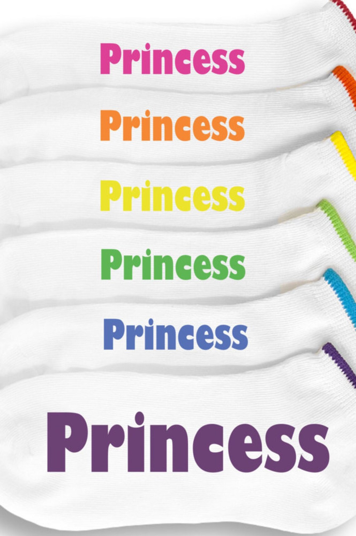 Princess Socks 6 Pairs of Custom Princess Socks Cheer Socks - Etsy