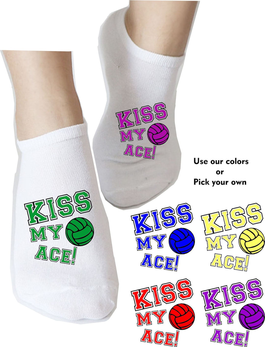 Volleyball Socks - "5 Pairs" of Personalized Volleyball Socks, Name ...