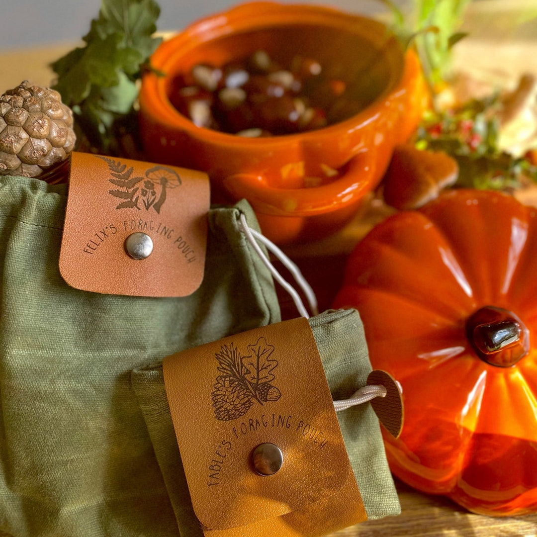 Personalised Foraging Pouch Canvas Drawstring Forest Bag - Etsy UK