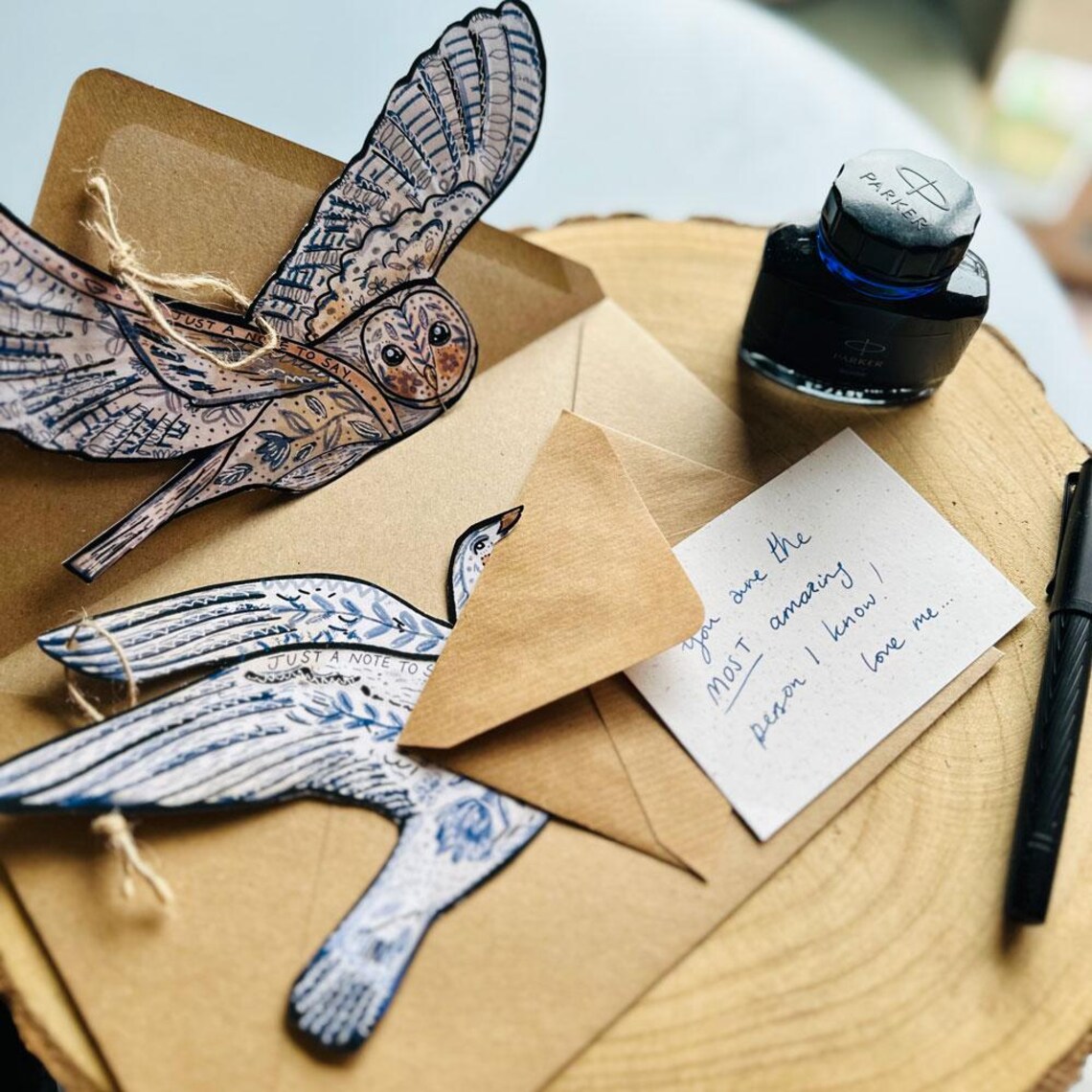 Just a Note to Say Owl / Bird Greeting Card Hanging Decoration - Etsy