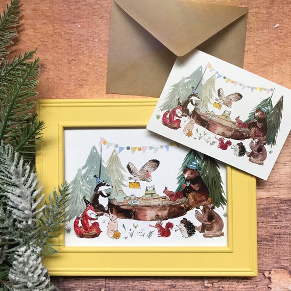 Forest Animal Tea Party Art Print | Etsy