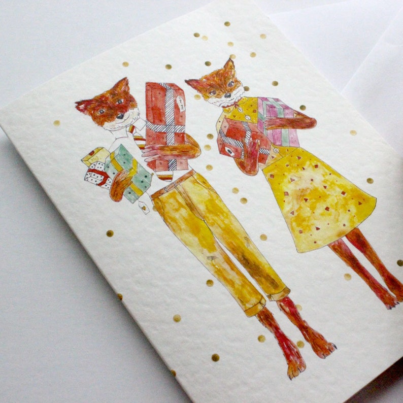 Dancing Foxes, Foxy Embrace, Foxy Gifts Greeting Card / Art Print - Etsy