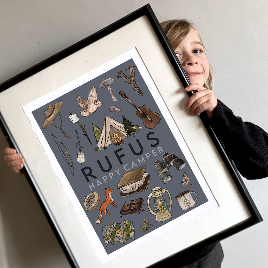 PERSONALISE FOR FREE Little Explorer or Happy Camper Art Print ...
