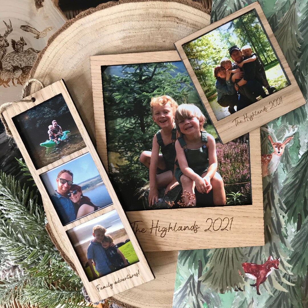 FREE TO PERSONALISE Engraved Wooden Polaroid Style Photo Picture Frames ...