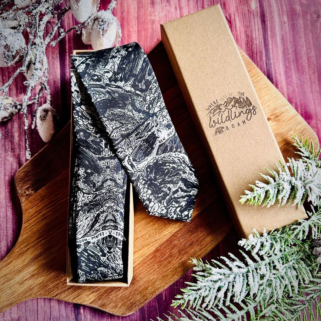 Boxed Three Peaks Mountain Sketch 100% Woven Pure Silk Skinny Tie - Etsy