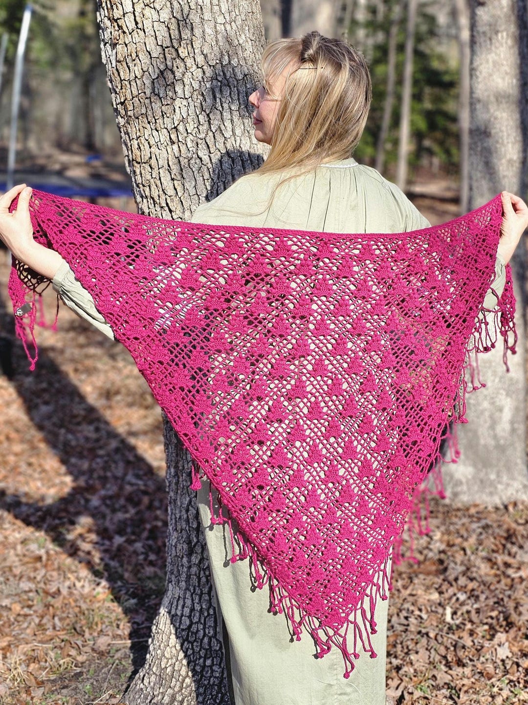 Ruby Red Crochet Shawl, Boho Wrap, Spring Lacy Shawl, Lightweight Scarf, Festival Accessory ...
