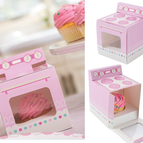 Oven Shape Cupcake Box Set Pink Cute Treat Packaging With | Etsy