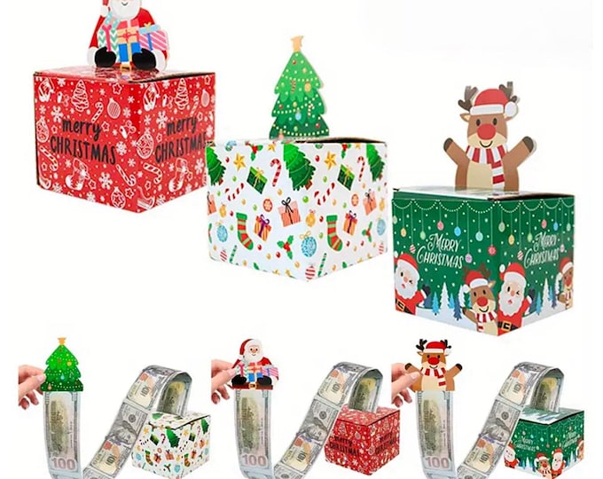 Christmas Money Gift Box Surprise Money Box Holiday Gift Wrapping Santa ...