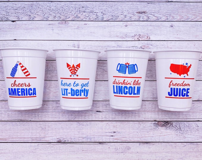 Funny Plastic Cups for 4th of July Party Supplies, 4th of July Cups ...