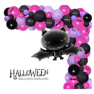 Girly Halloween BALLOON BUNDLE Pink Purple Black Scary Giant Bat Spooky ...