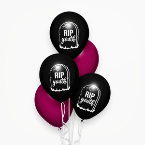 R.I.P Youth Balloons Black Birthday Decoration Minimalist Funny Party ...