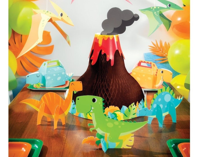 Dinosaur Theme Party Decoration Set Honeycomb Volcano - Etsy