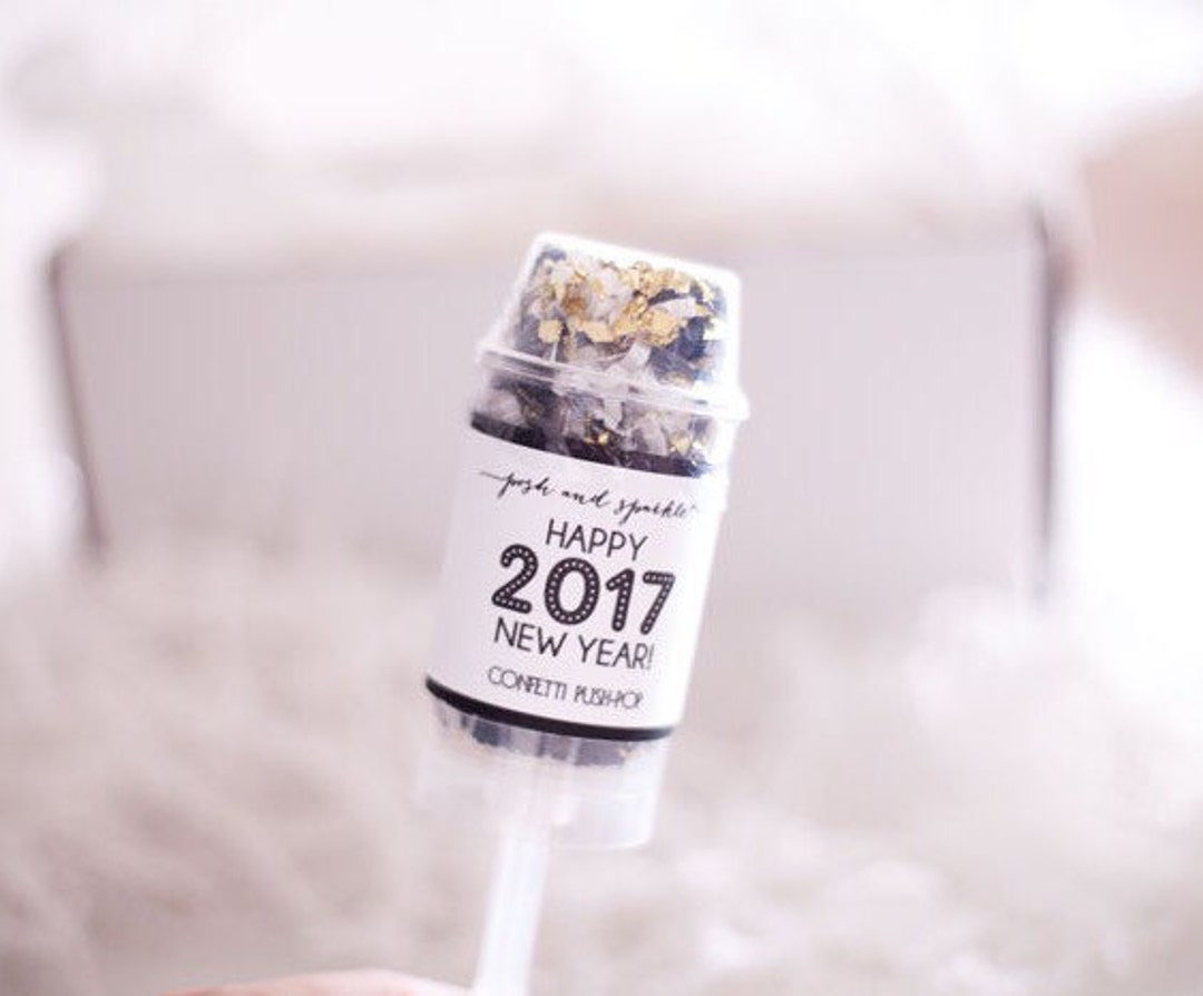 2024 Confetti New Years Eve Push Pop in White Black Tissue Paper Child ...