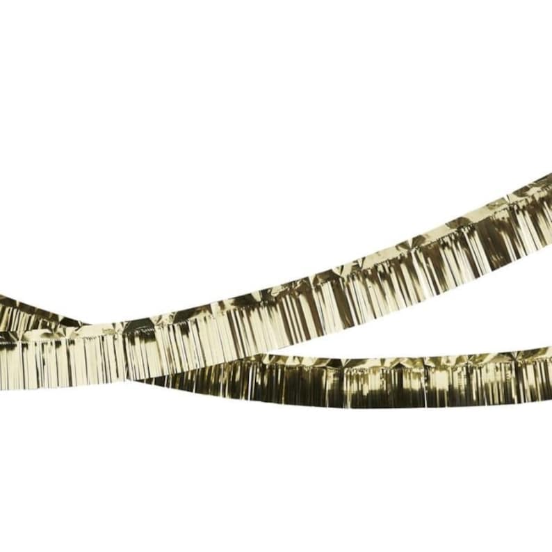 Gold Fringe Garland Shiny Foil Banner Anniversary Garland Gold - Etsy