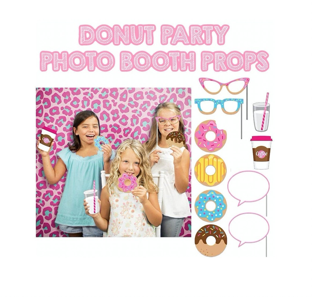 Donut Party Photography Props Photo Booth Selfie Glasses Signs Flags ...