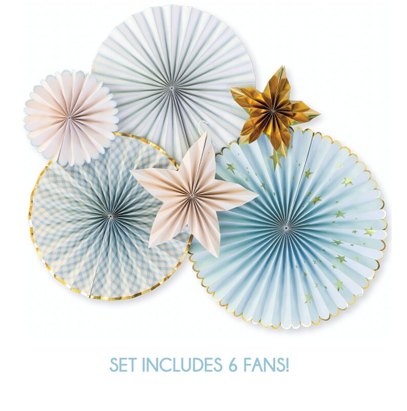 Blue Paper Fan Set Party Decoration Rosette Boy Baby Shower - Etsy