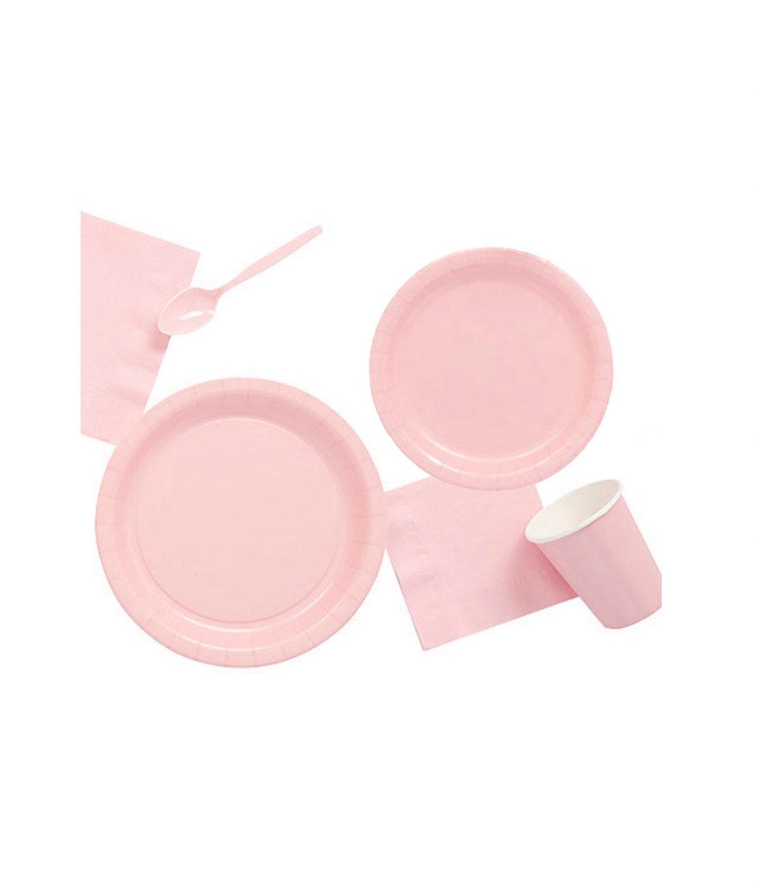 Light Pink Paper Plates Minimalist Pastel Tableware for Birthday Baby ...