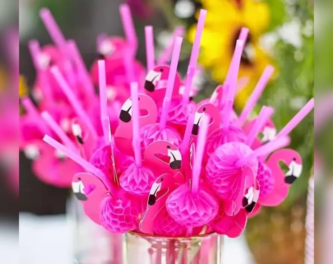 Flamingo Floatie Straw Topper| Straw Topper| Straw Buddy | Summer Straw ...