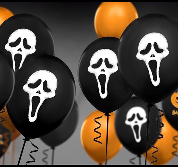 Scream Balloon Spooky Horror Black Grim Reaper Ghost Mask Halloween ...
