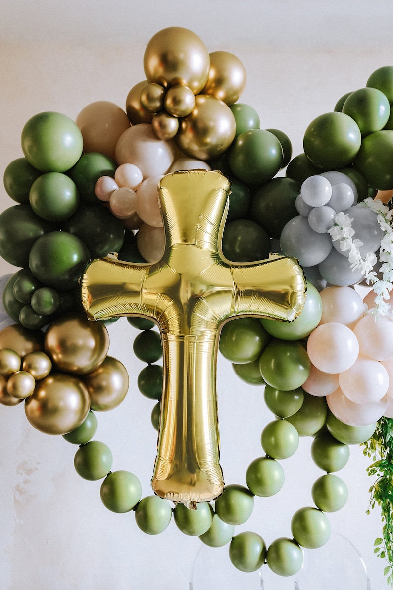 GOLD CROSS Foil Balloon for Boy Girl Christening Baptism First Holy ...
