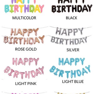 Rainbow Happy Birthday Balloon Bunting Colorful Letters Kids Adults ...