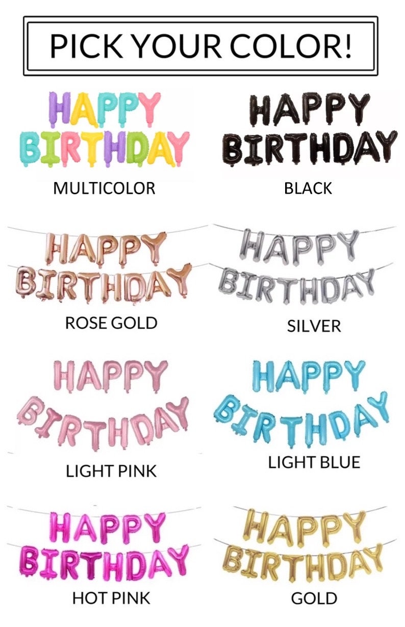 Rainbow Happy Birthday Balloon Bunting Colorful Letters Kids - Etsy