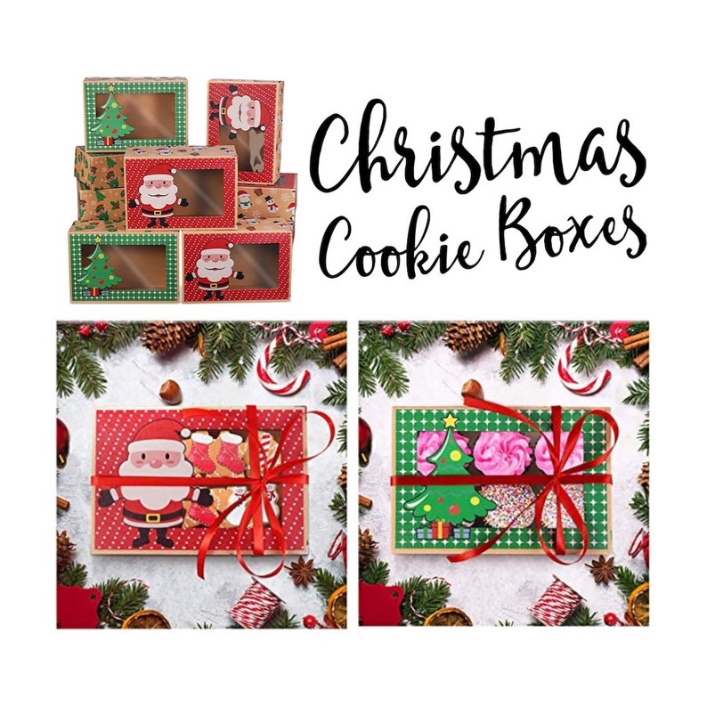Christmas Cookie Box Set Kraft Cardboard With Window Sweet - Etsy