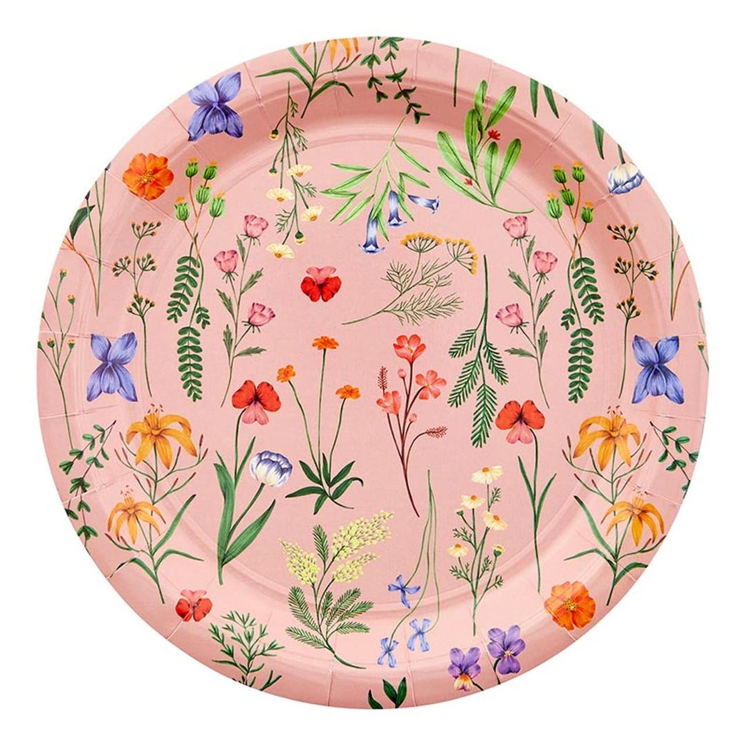 Floral Paper Plates Spring Summer Wildflower Woodland Flower Bloom Baby ...