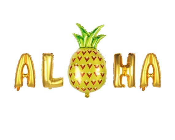 Tropical Balloon Gold ALOHA Pineapple Summer Party Supply Hawaii Luau ...