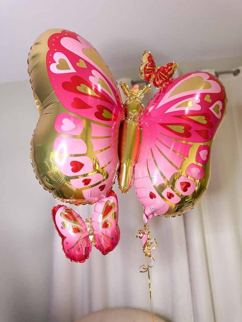 Pink Butterfly Foil Balloon Girly Spring Easter Garden Tea Party ...