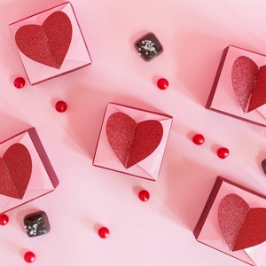 Heart Box for Valentine’s Day Packaging Glitter Red Pink Romantic Gift ...