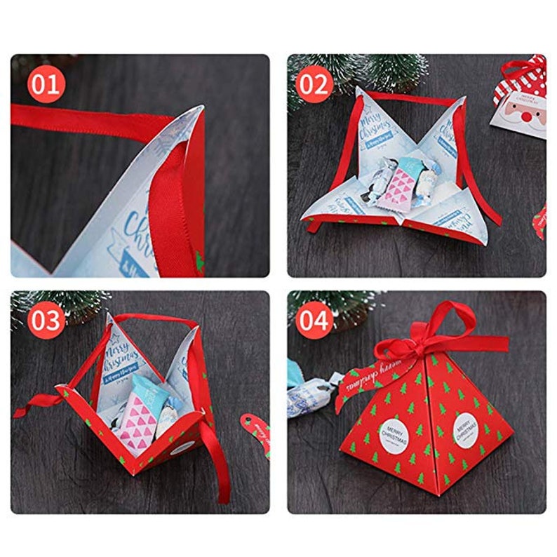 Christmas Candy Boxes Sweet Bags Party Favor Foldable Box | Etsy