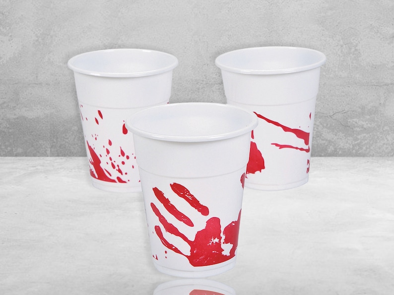 Halloween Plastic Cups With Blood Splatter Drip Design Walking Dead ...