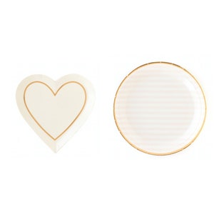 Heart Tableware Set in Cream With Gold PLATES NAPKINS CUTLERY Minimal ...