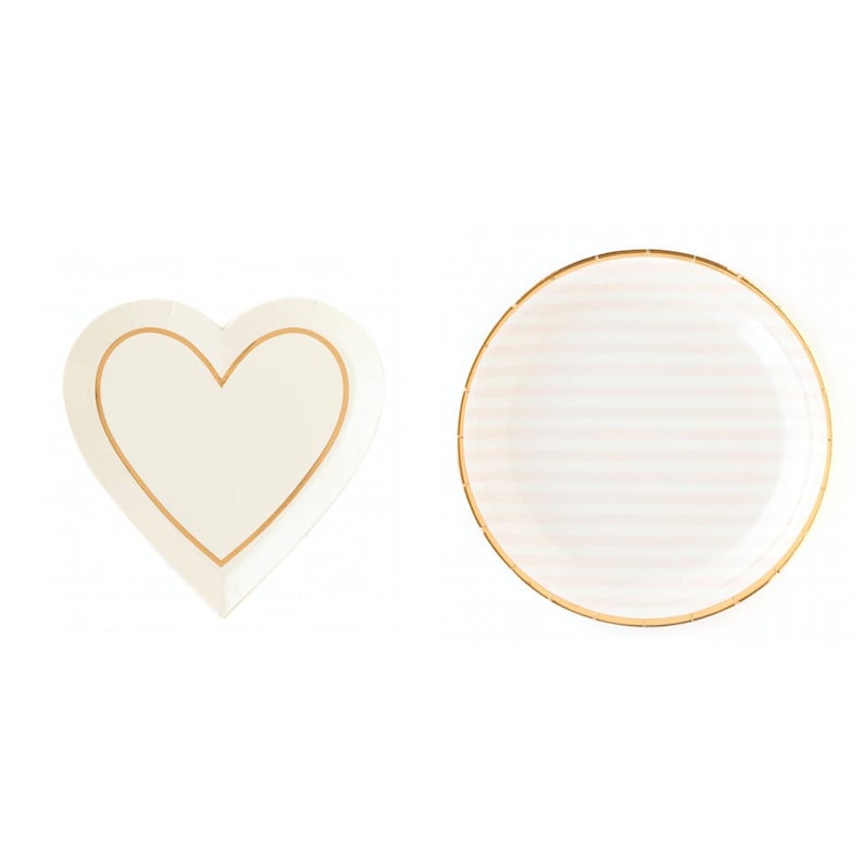 Heart Tableware Set in Cream With Gold PLATES NAPKINS CUTLERY Minimal ...