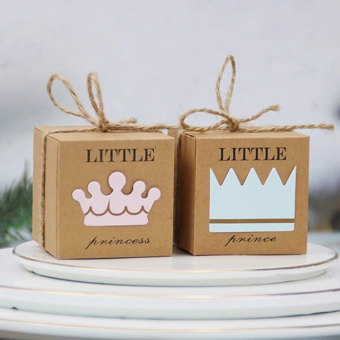 Prince or Princess Favor Boxes Kraft Cardboard Containers Sweets Treats ...