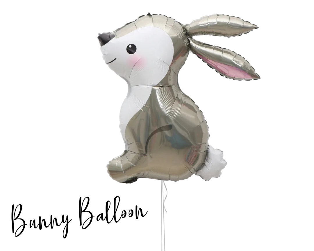 Giant Bunny Foil Balloon in Grey Animal Rabbit Whimsical Decoration ...